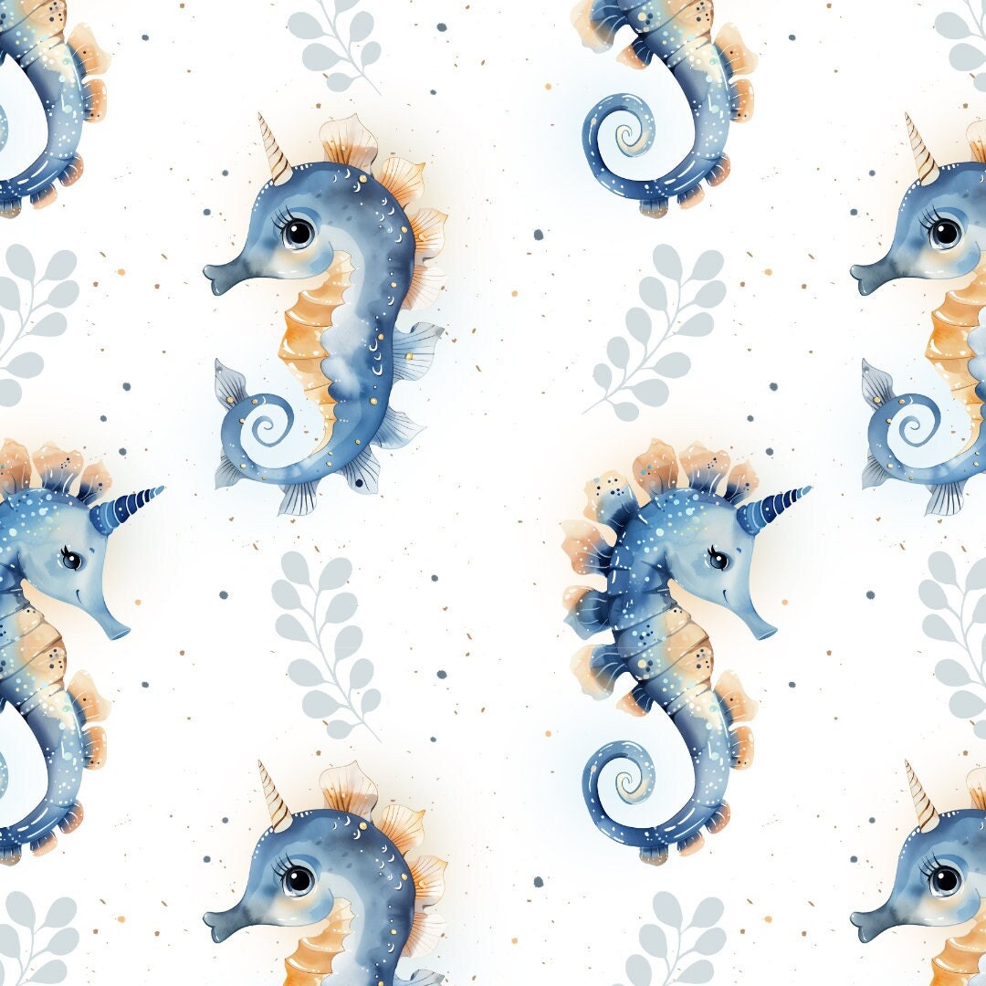 Seahorse Seamless Fabric Design, Pattern Exclusive Colourway Seahorse ...