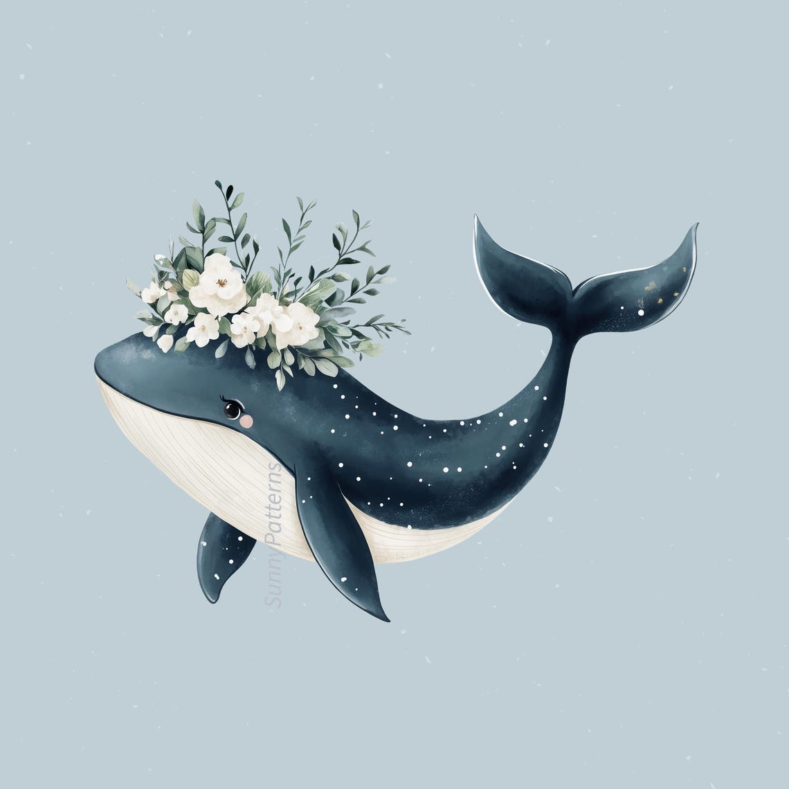 Whale With Flowers PNG, Fabric PNG Sublimation File, Transfer, Heat ...