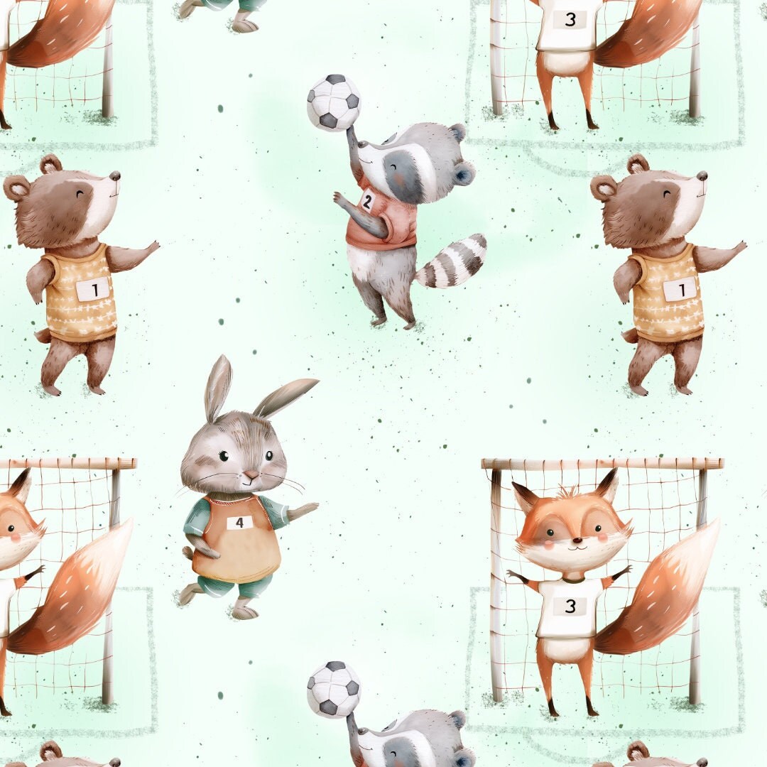 Soccer, Animals, Football Seamless Fabric Design, Pattern Exclusive ...