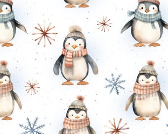 Cute Penguin, Animals Pattern, Seamless Fabric Design, Repeat Tile - Etsy