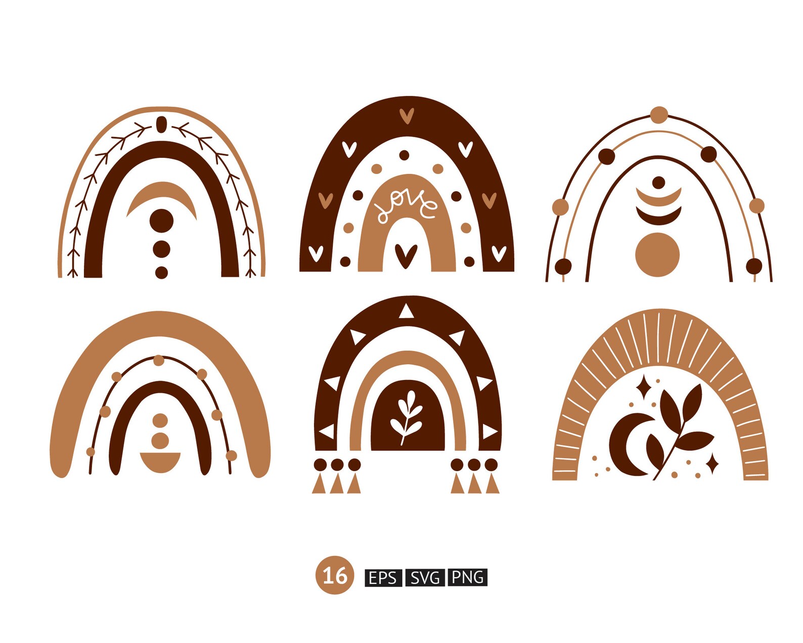 Rainbows Boho Art Print, Rainbows Clipart Svg, Printable Rainbows ...