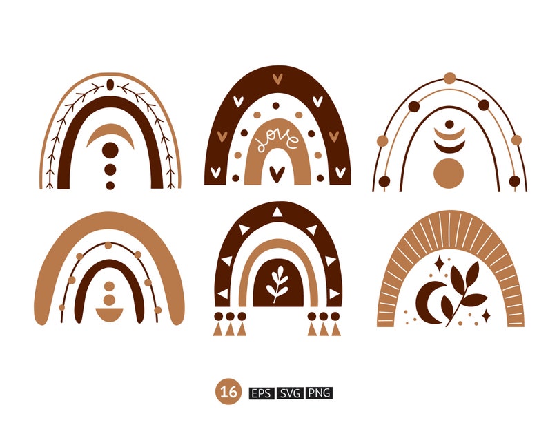 Rainbows Boho Art Print, Rainbows Clipart Svg, Printable Rainbows ...