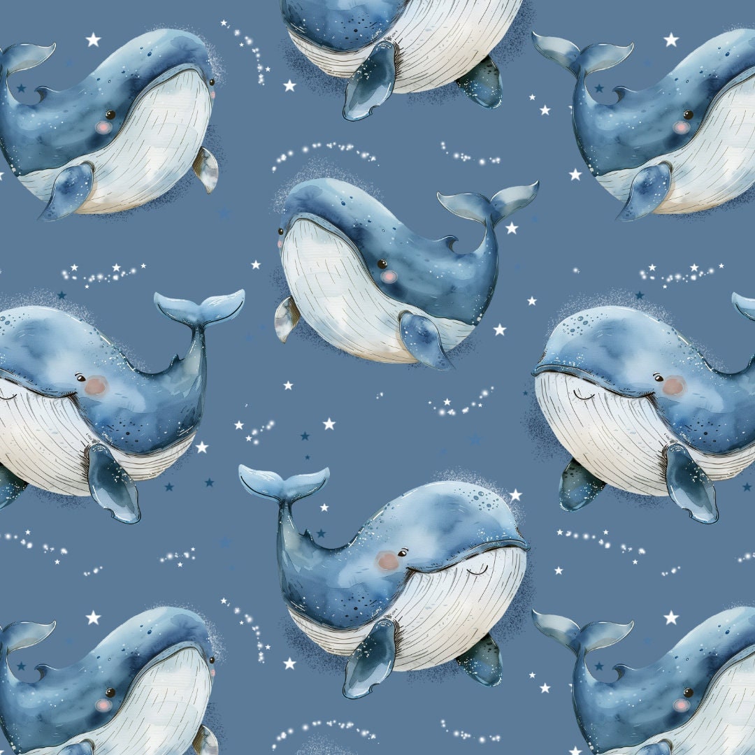Cute Whale, Sea Whale, Seamless Fabric Design, Pattern Exclusive ...