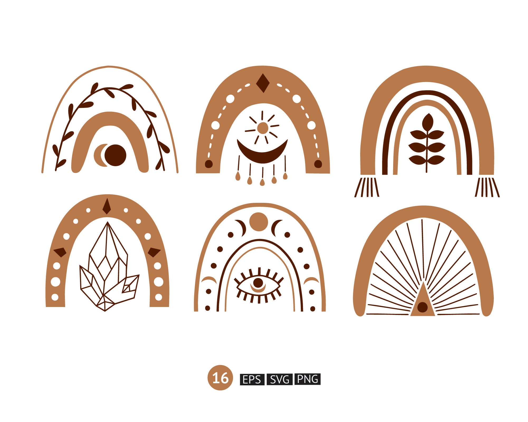 Rainbows Boho Art Print, Rainbows Clipart Svg, Printable Rainbows ...