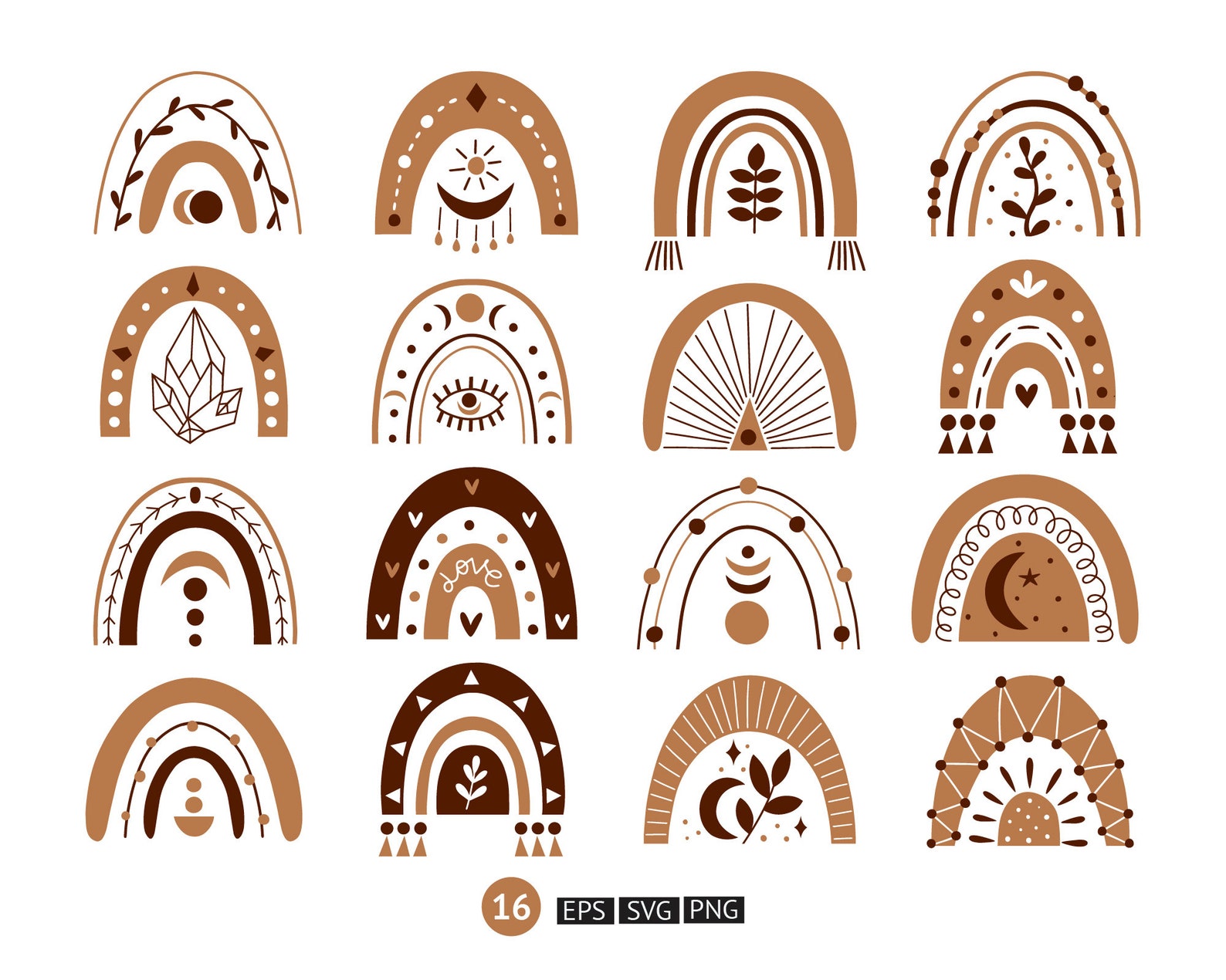 Rainbows Boho Art Print, Rainbows Clipart Svg, Printable Rainbows ...