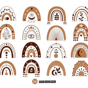 Rainbows Boho Art Print, Rainbows Clipart Svg, Printable Rainbows ...