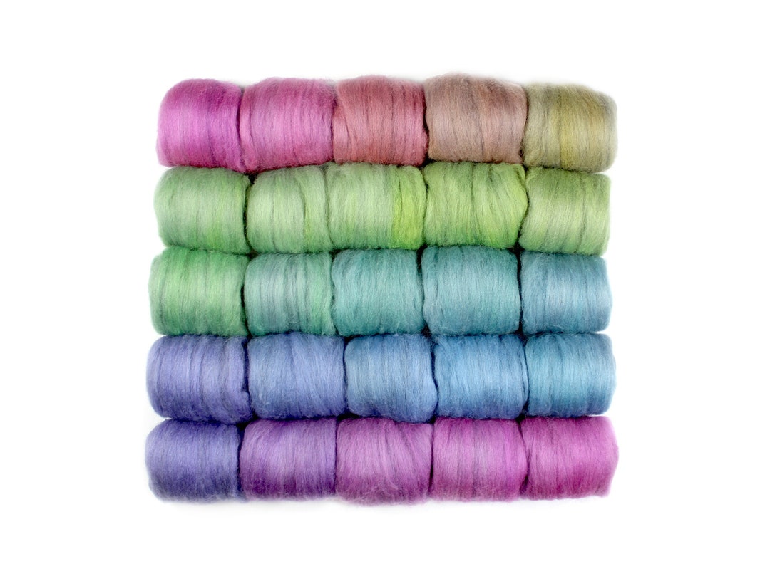 Supercharged Pastel Nightfall Neon Rainbow Merino Wool 25 Color Set, 5. ...
