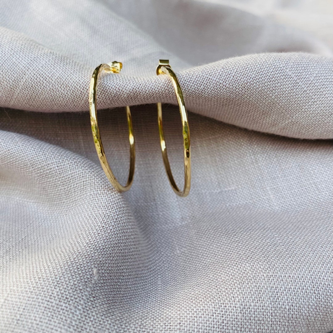Small Gold Hammered Hoop Earrings/ Hammered Hoops/ Textured Hoops ...