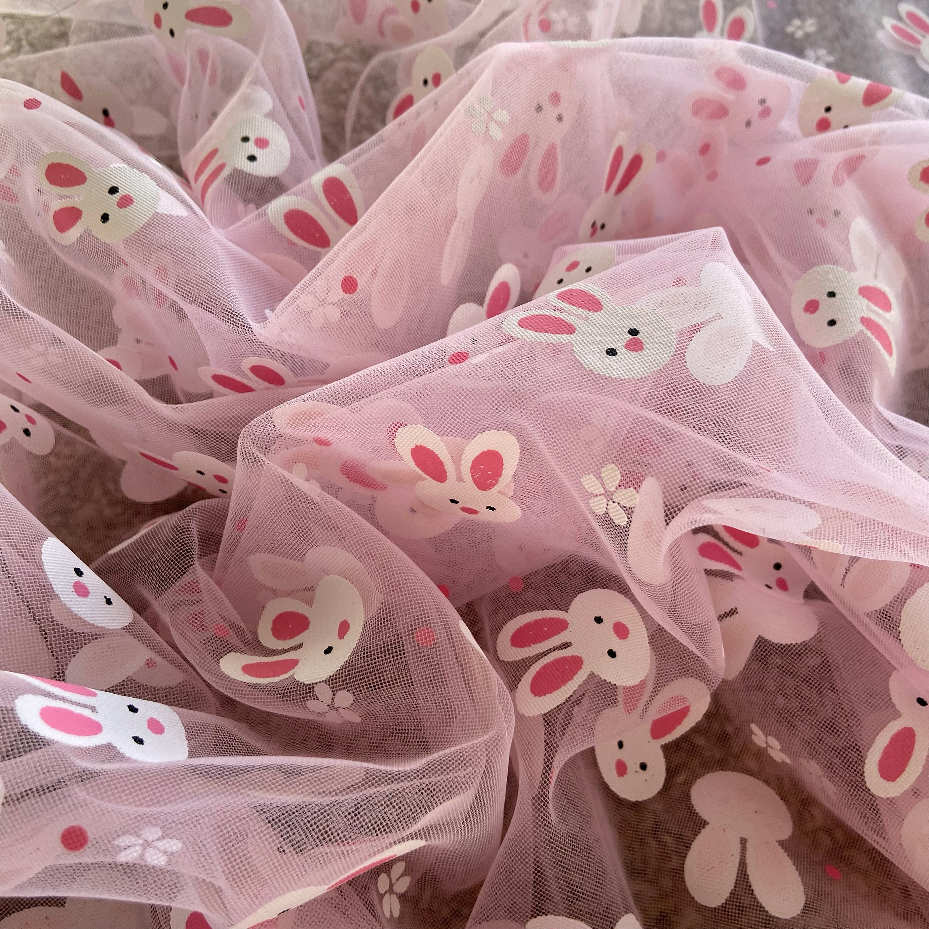 Bunny Rabbit Tulle Fabric easter Print / Easter Sewing Fabric / Bunnies ...