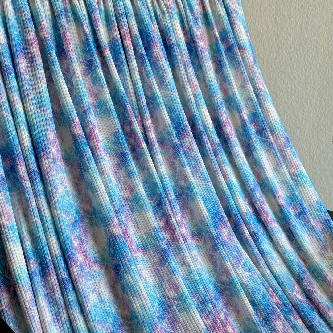 Blue Mermaid Scales Swim Fabric clamshells Fabric / Ribbed Knit ...