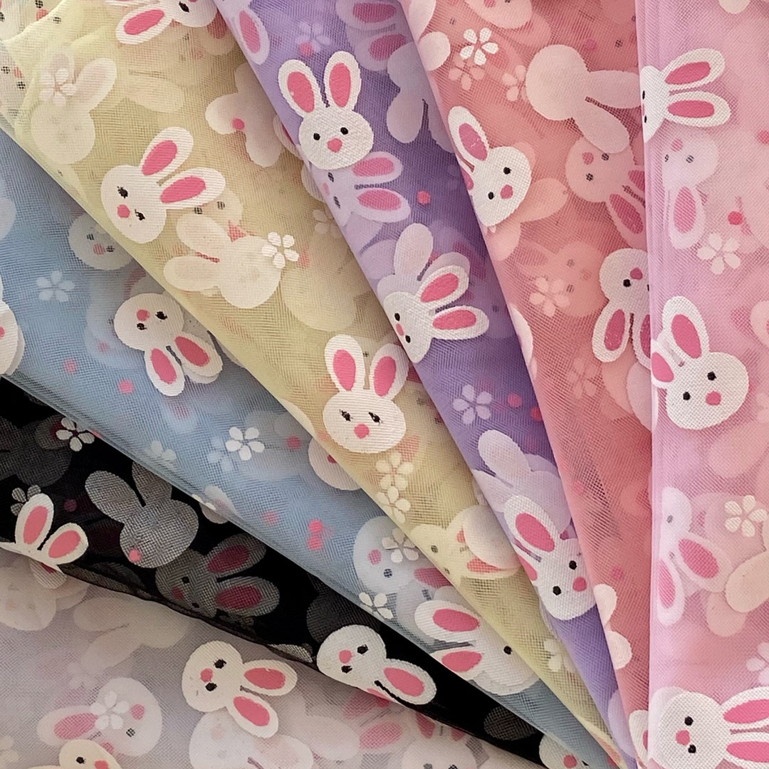 Bunny Rabbit Tulle Fabric (easter Print / Easter Sewing Fabric ...