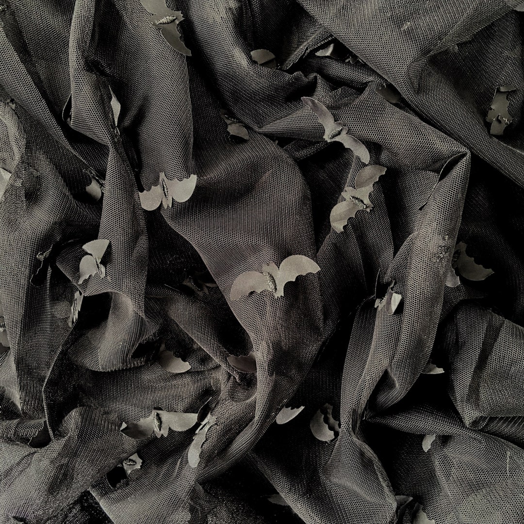 3D Bat Tulle fabric by the Yard / Bat Fabric / Halloween Horror Fabric ...