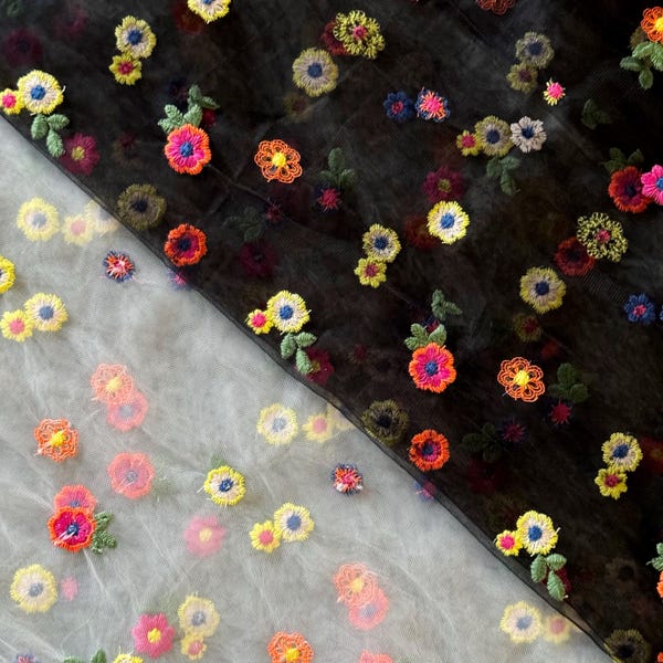 Embroidered Sheer Fabric - Etsy