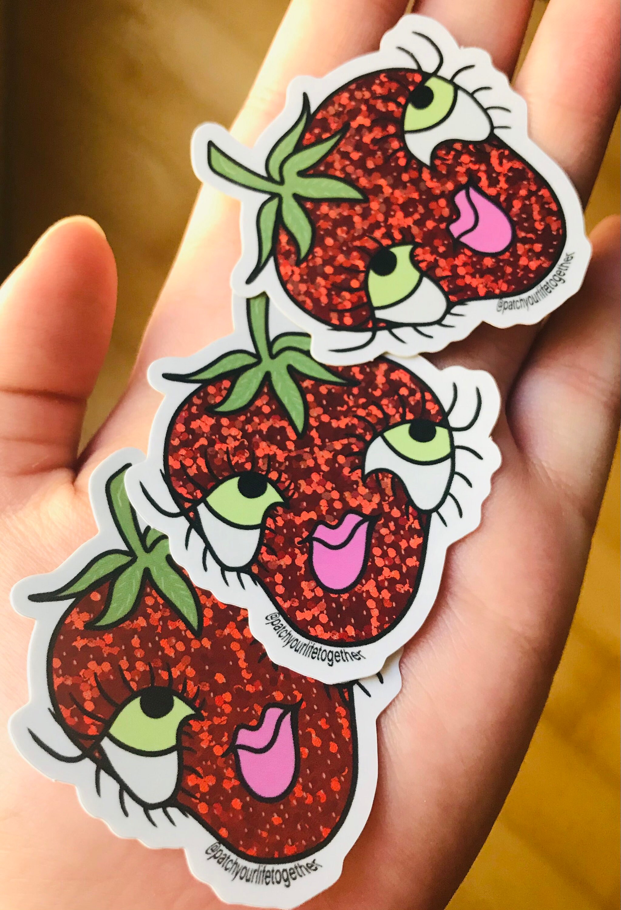 Strawberry Glitter Vinyl Sticker | Fruit | Stickers | Vinyl Stickers ...