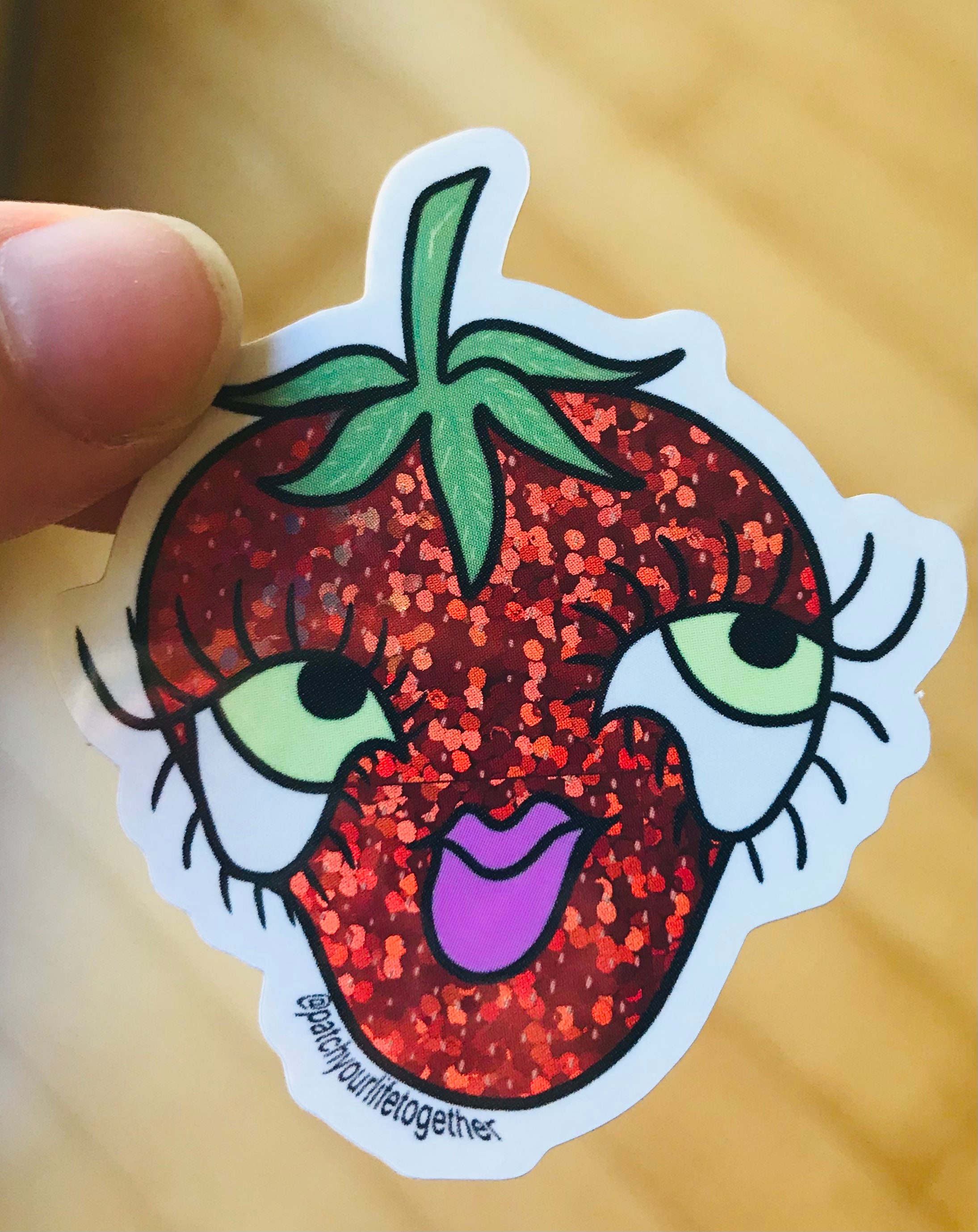 Strawberry Glitter Vinyl Sticker | Fruit | Stickers | Vinyl Stickers ...