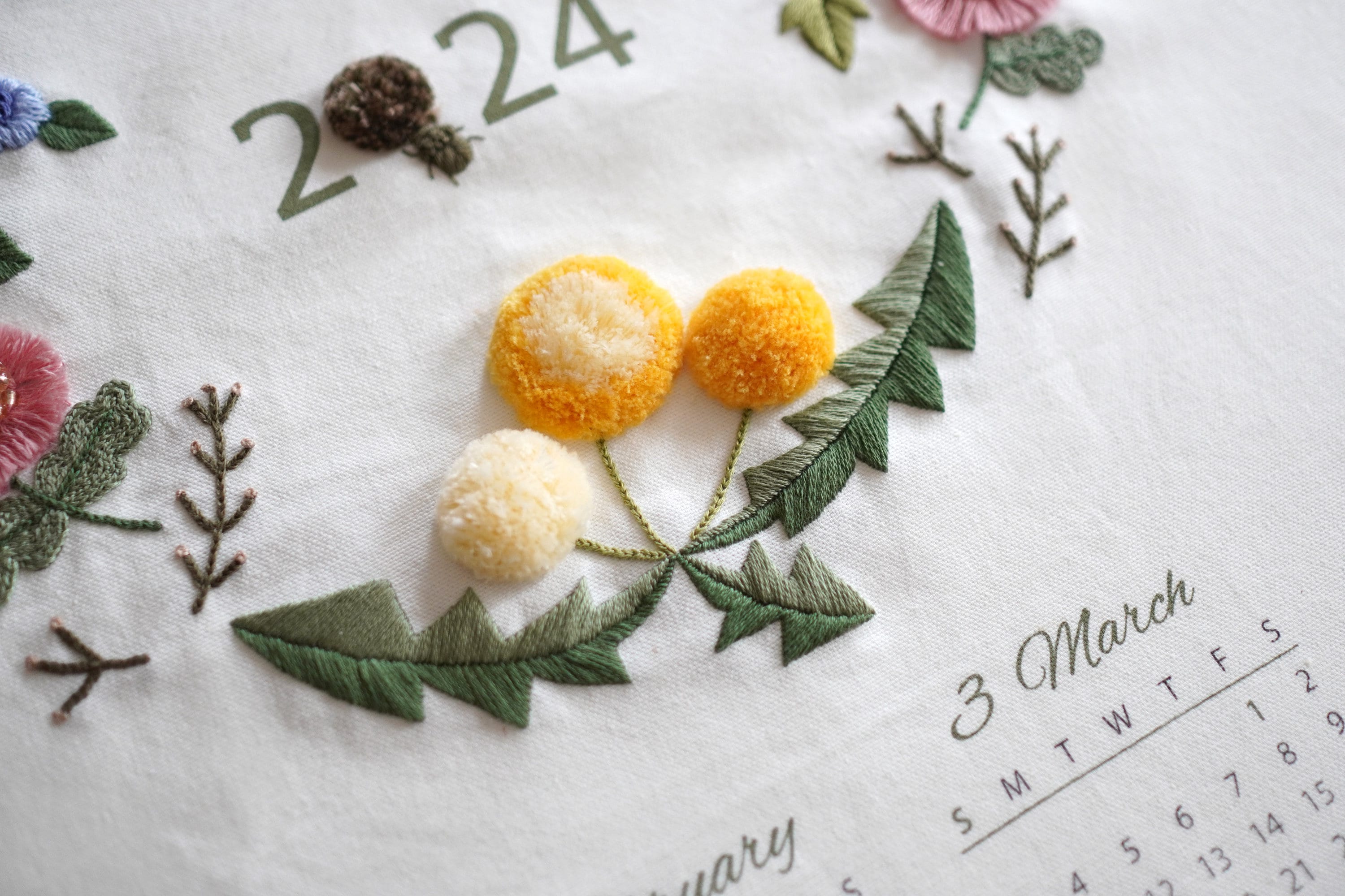 2024 Calendar Flowers Hand Embroidery / JPG Pattern+ Video Tutorial ...