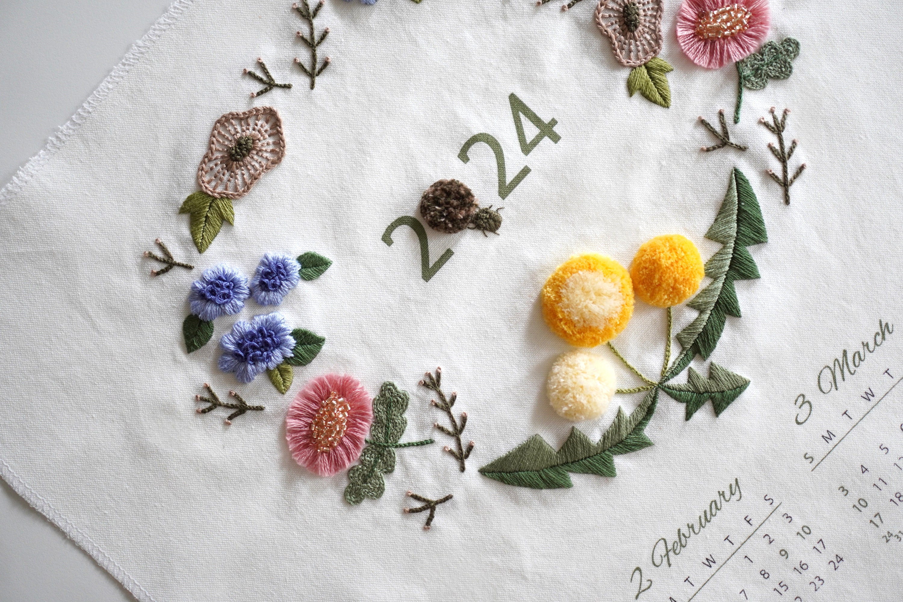 2024 Calendar Flowers Hand Embroidery / JPG Pattern+ Video Tutorial ...