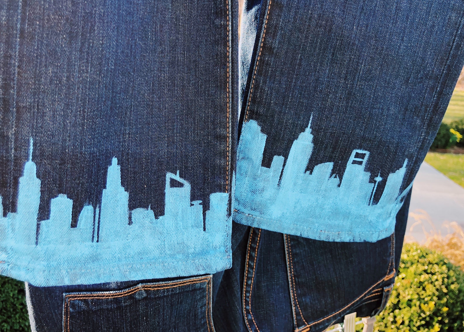 Size 29 City Bound Skyline Hand Painted Jeans Denim Custom J Brand ...