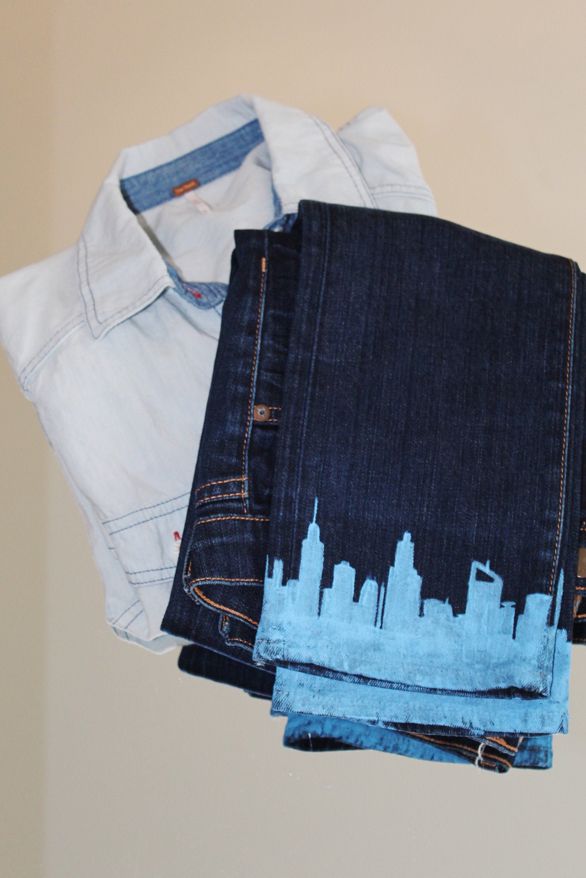 Size 29 City Bound Skyline Hand Painted Jeans Denim Custom J Brand ...