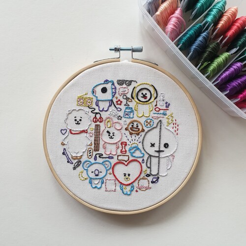 BTS Cross Stitch Pattern K-pop Embroidery Design Cute PDF - Etsy