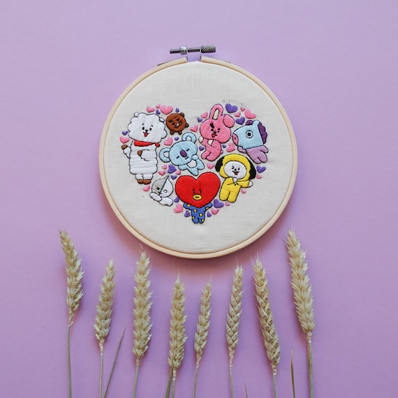 BTS Embroidery Kit BT21 Embroidery Heart Army Embroidery - Etsy