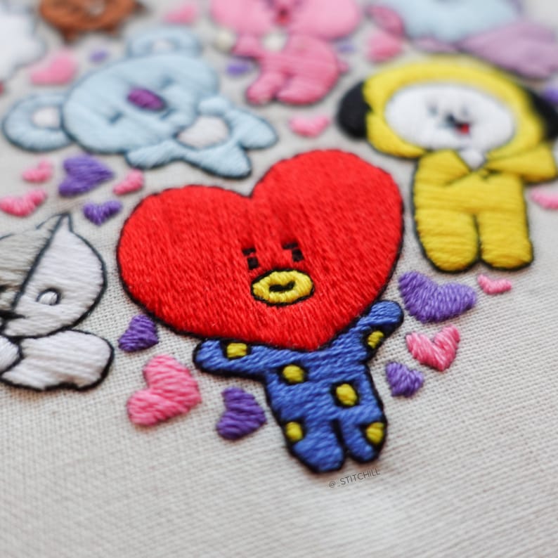 BTS Heart BTS Embroidery Digital BT21 Embroidery Army - Etsy