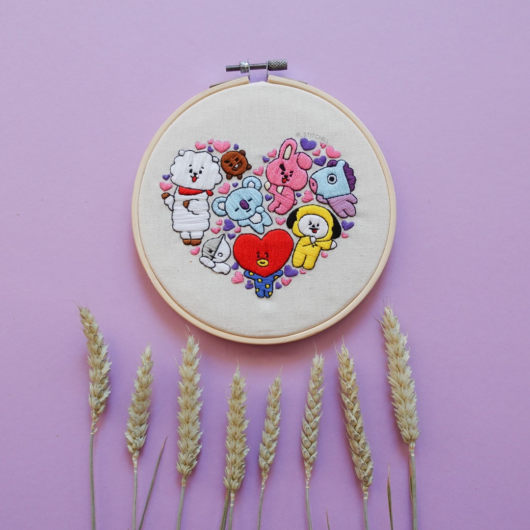 BTS Heart BTS Embroidery Digital BT21 Embroidery Army Embroidery Kit ...