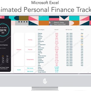Animated Personal Finance Tracker Dashboard Excel - Etsy