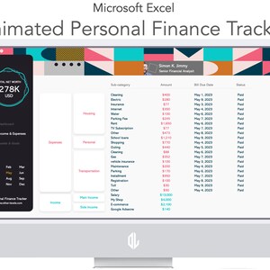 Animated Personal Finance Tracker Dashboard Excel - Etsy