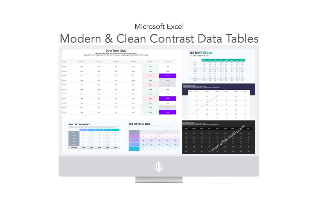11 Modern & Clean Contrast Data Tables - Etsy