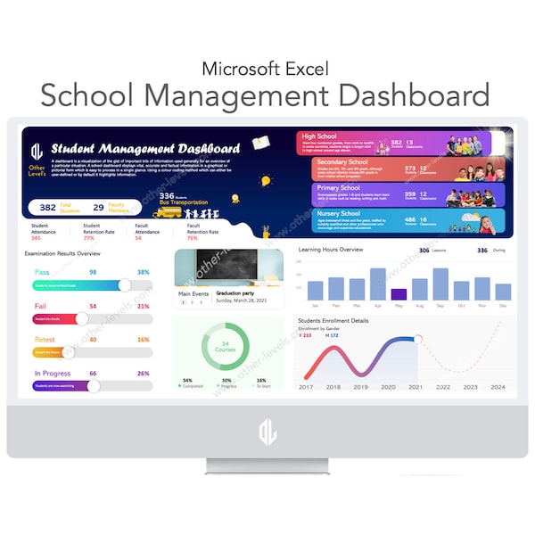 School Excel Dashboard - Etsy