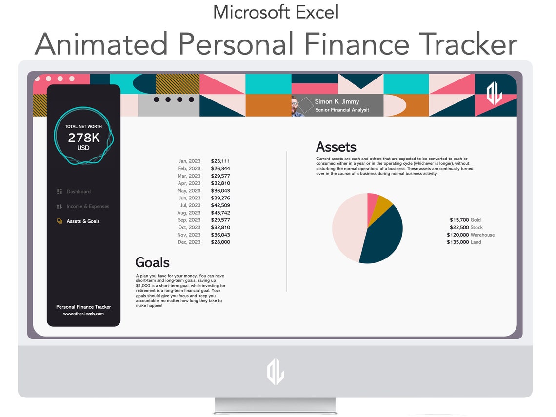 Animated Personal Finance Tracker Dashboard Excel - Etsy