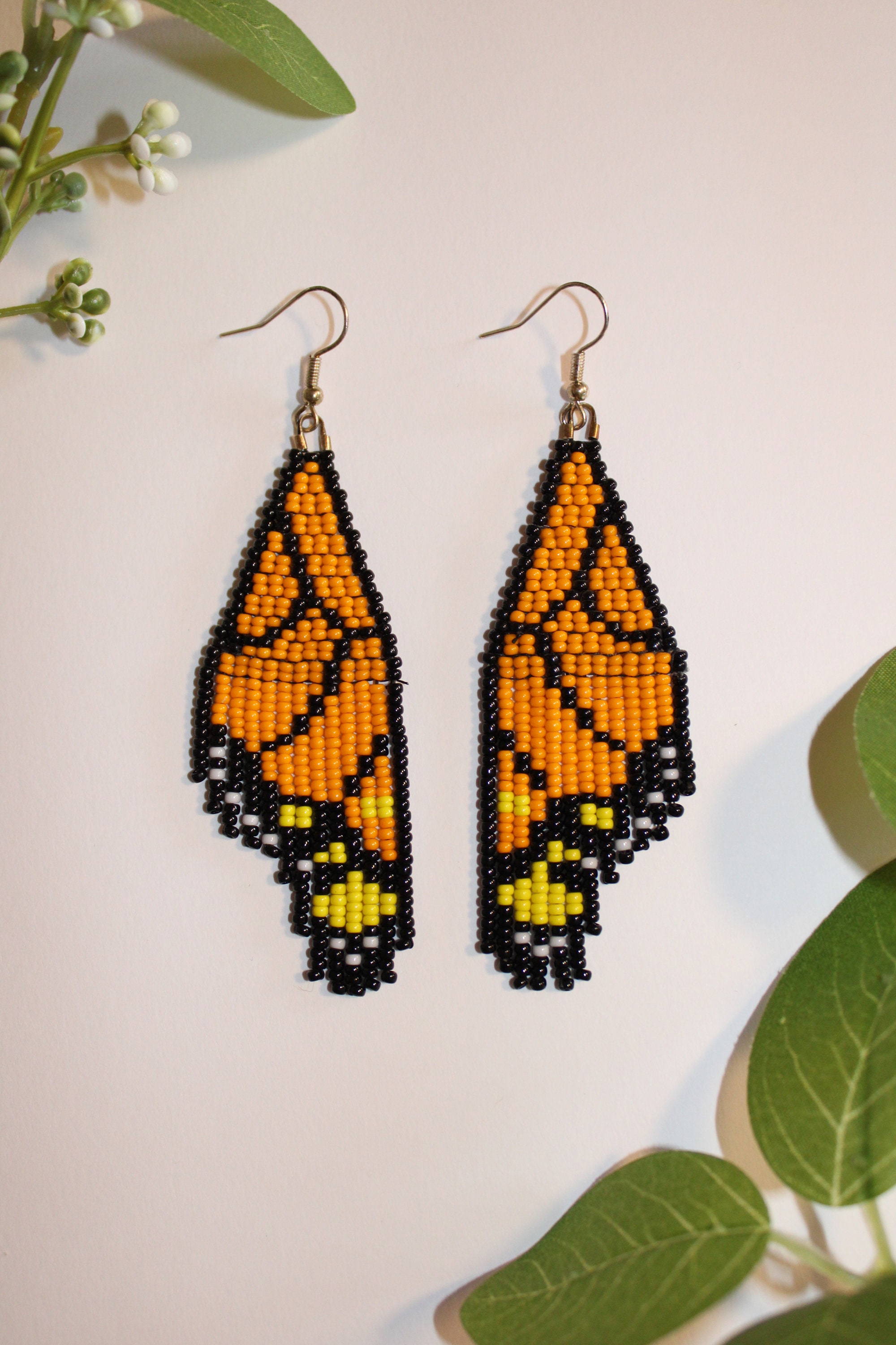 Monarch Butterfly Seed Bead Earrings Butterfly Earrings Monarch ...