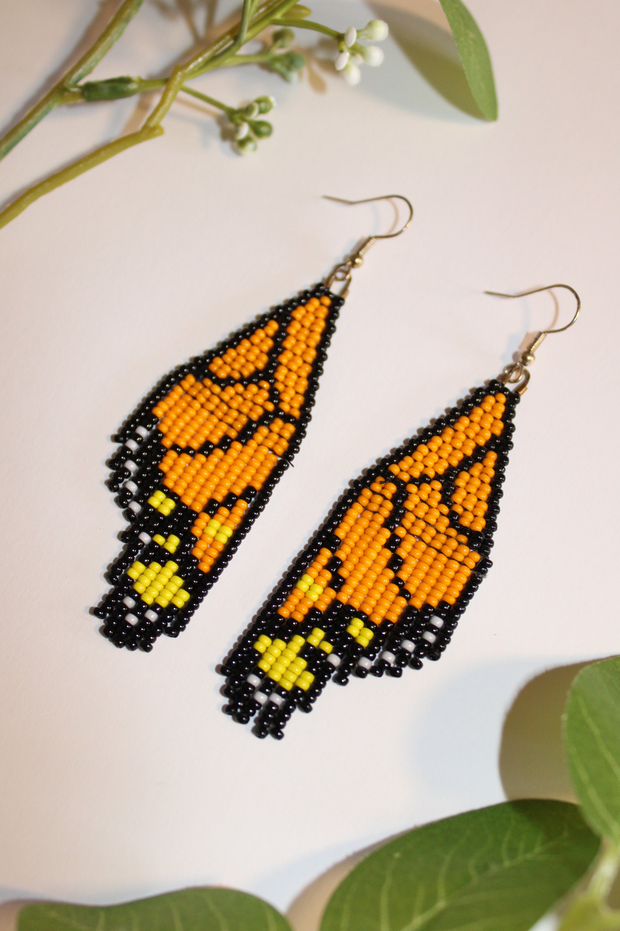 Monarch Butterfly Seed Bead Earrings Butterfly Earrings Monarch ...