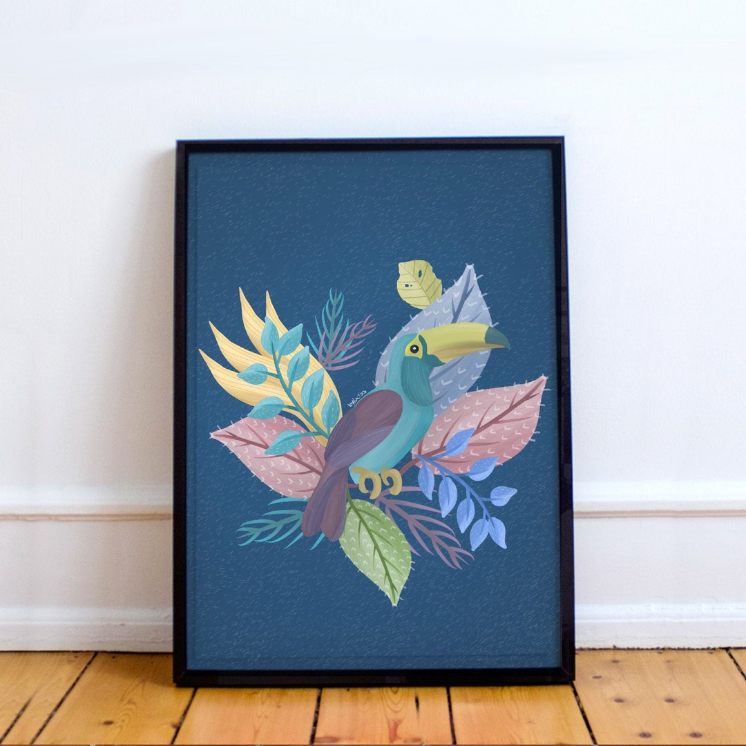 Colorful Bird Poster Illustration, Bird Poster, Fauna - Etsy