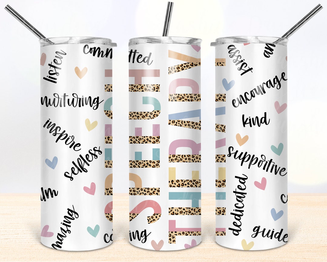 Speech Therapy Leopard 20oz Tumbler PNG, Seamless Tumbler File, SLP ...