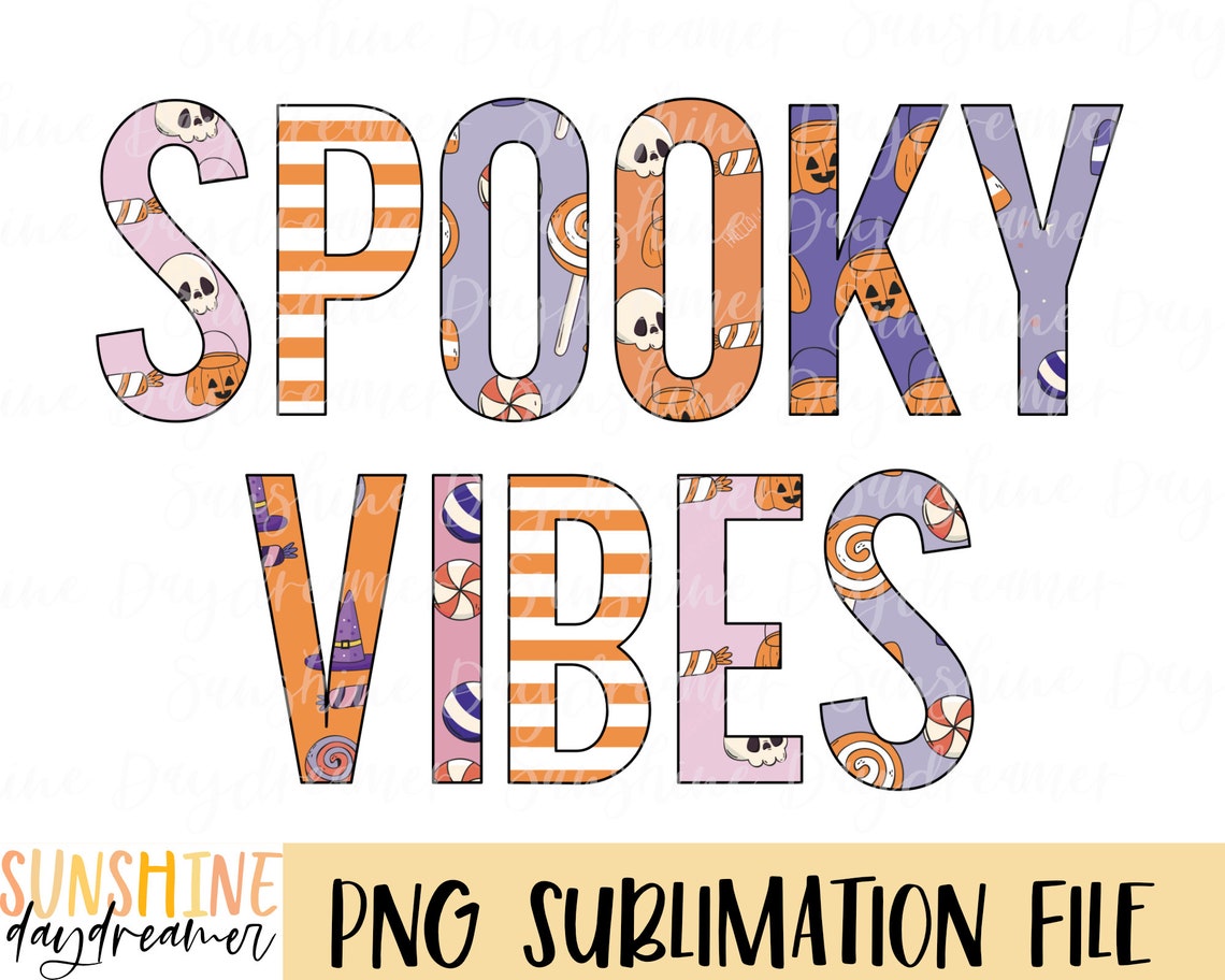 Spooky Vibes Sublimation PNG Halloween Shirt Sublimation | Etsy