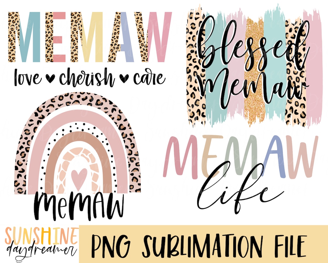Memaw Sublimation PNG Bundle: Grandma Shirt Design (digital Download ...