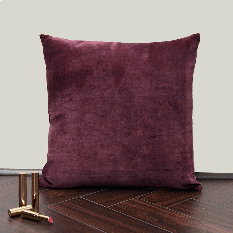 Plum Velvet Cushion Cover Velvet Solid Pillowcase Velvet | Etsy