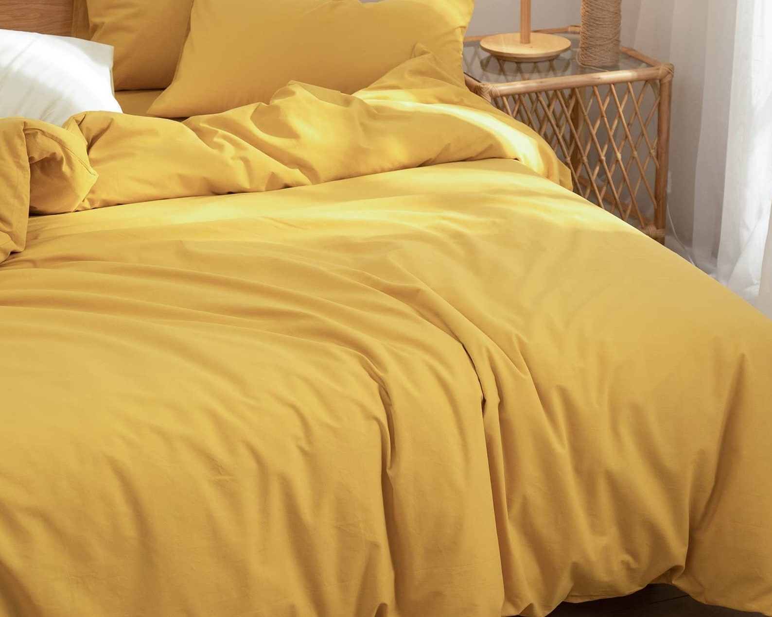 Mustard Washed Cotton Duvet Cover: 400 TC Yellow Bedding Set - Etsy