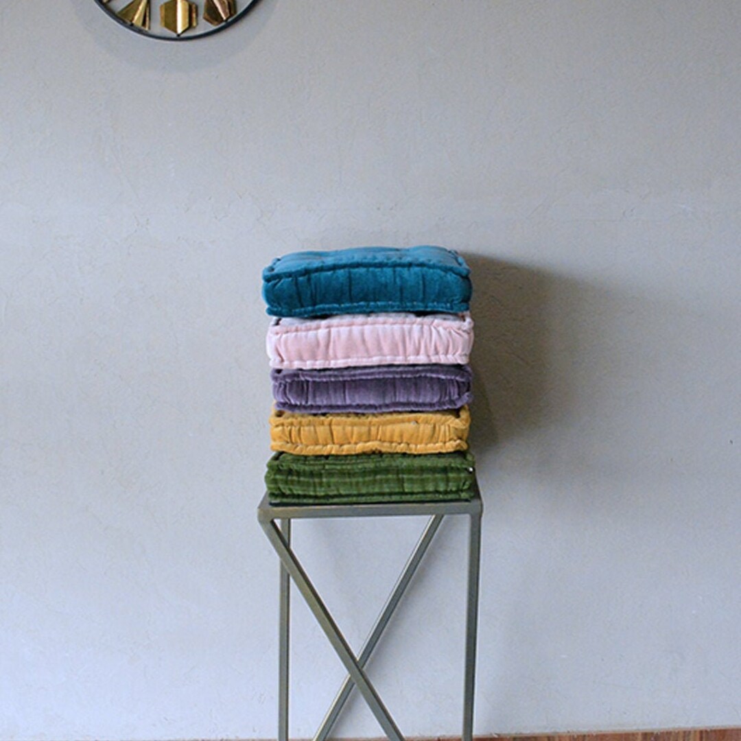 Velvet Chair Cushion With Ties: Square Cotton Seat Pad - Etsy
