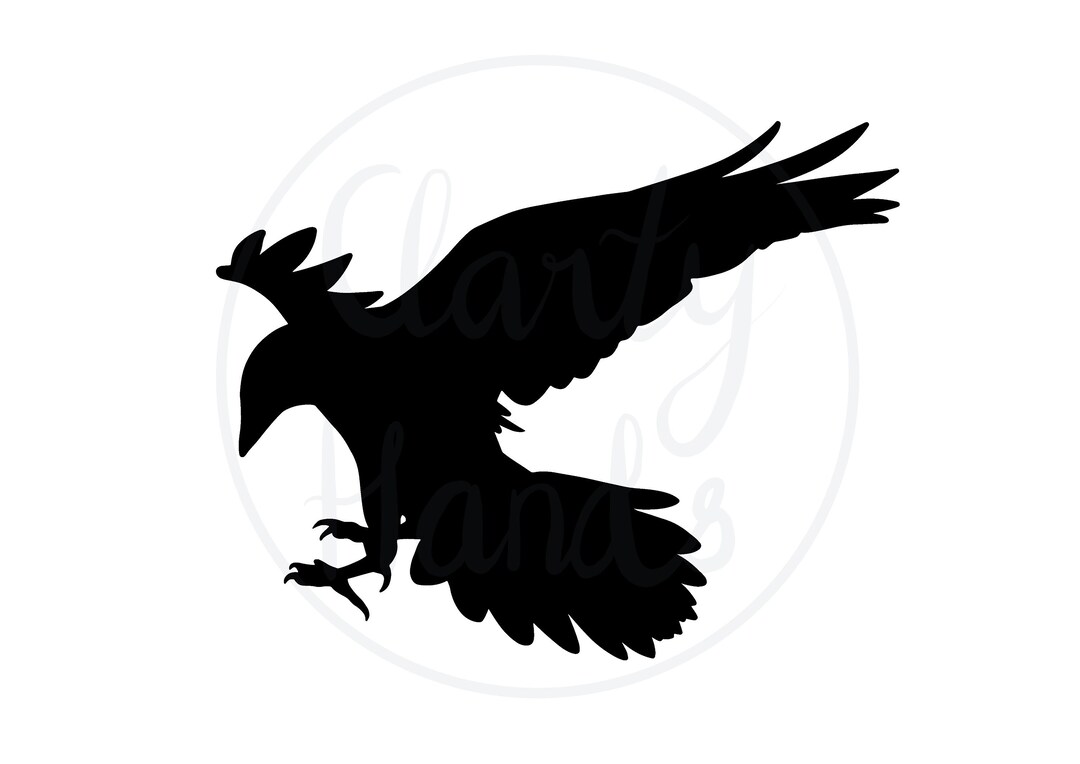 Crow Cut File | Black Crow Clip-art | Bird Silhouette | Crow in Flight ...
