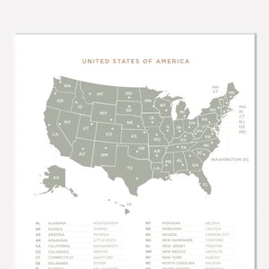 America Map Poster, Classroom USA Wall Art, Educational Wall Art, 50 US ...