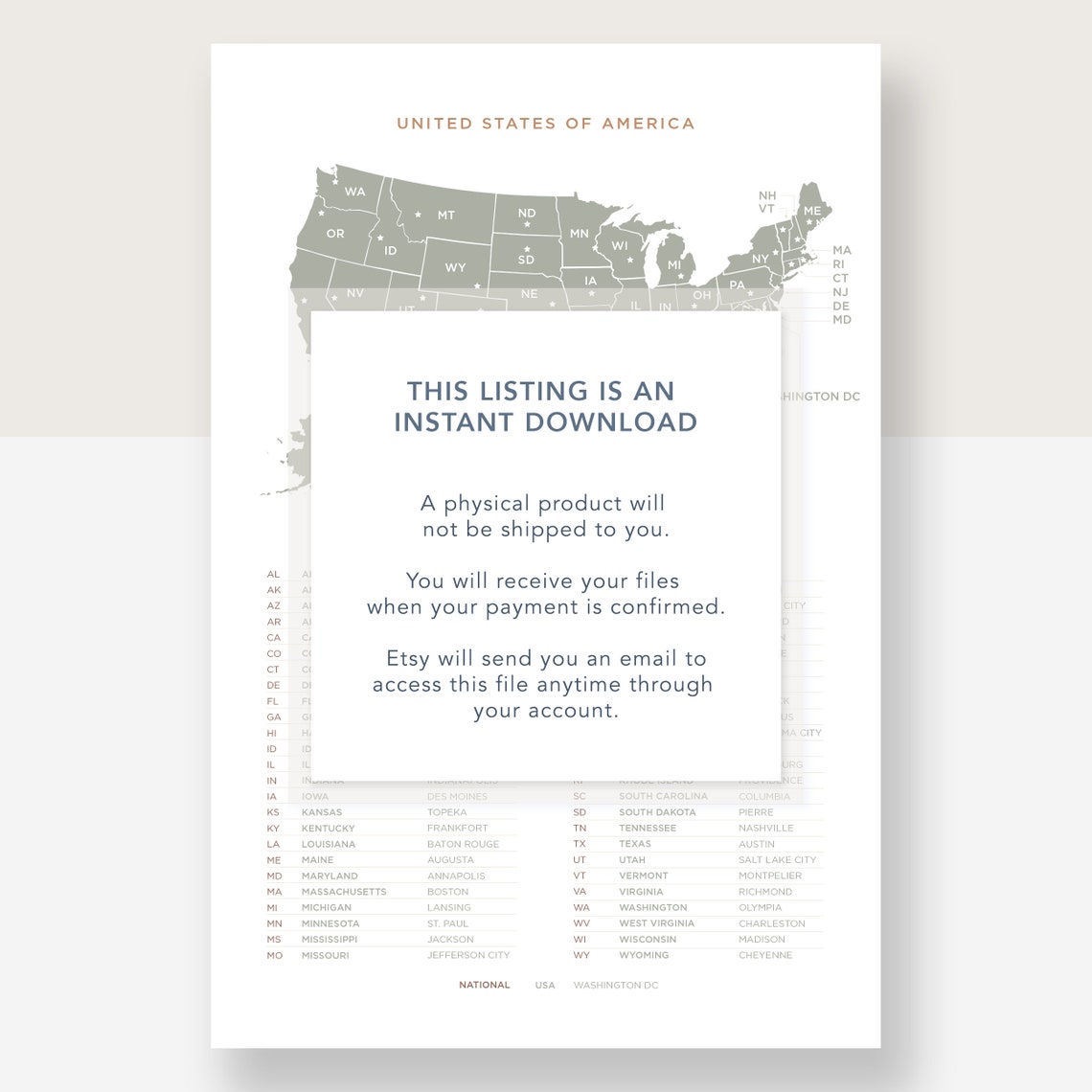 America Map Poster Classroom USA Wall Art Educational Wall - Etsy