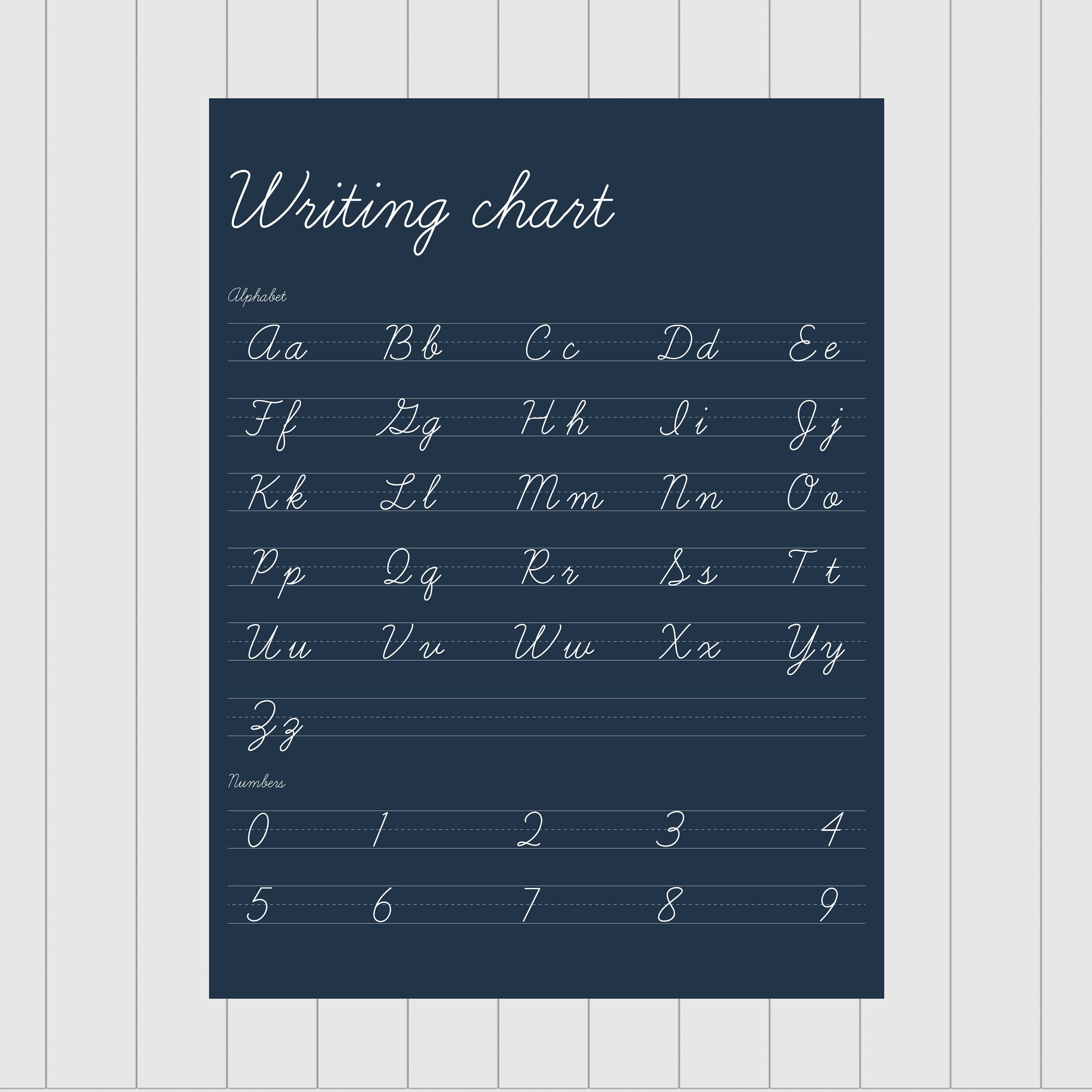 ABC Cursive Script Alphabet Poster STANDARD SIZE Chart