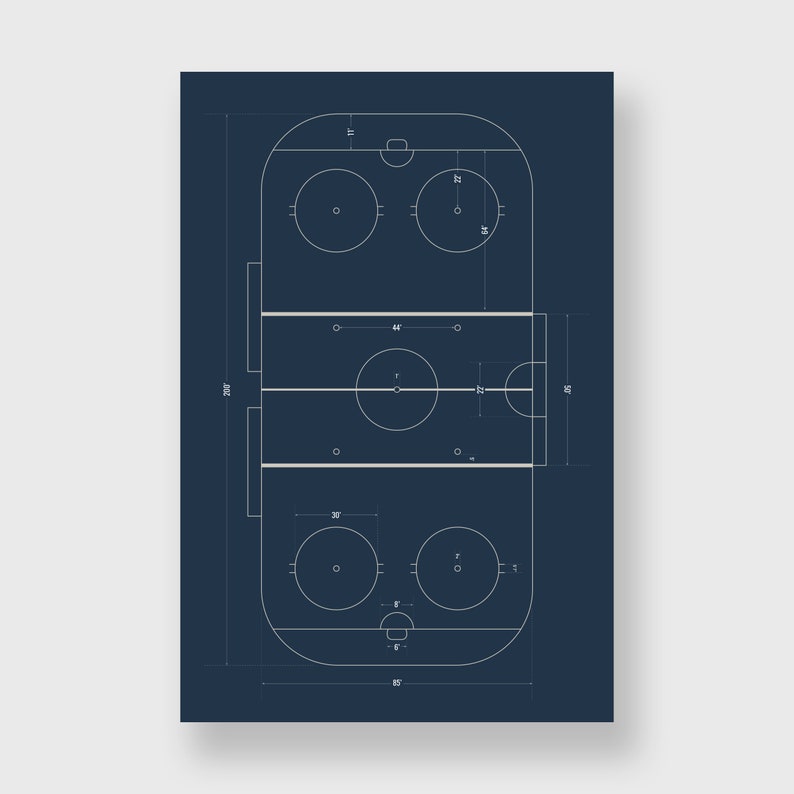 Hockey Rink Poster Hockey Wall Art Ice Hockey Rink Printable - Etsy