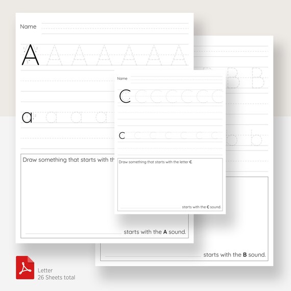 Alphabet Handwriting worksheet for home school or the | Etsy