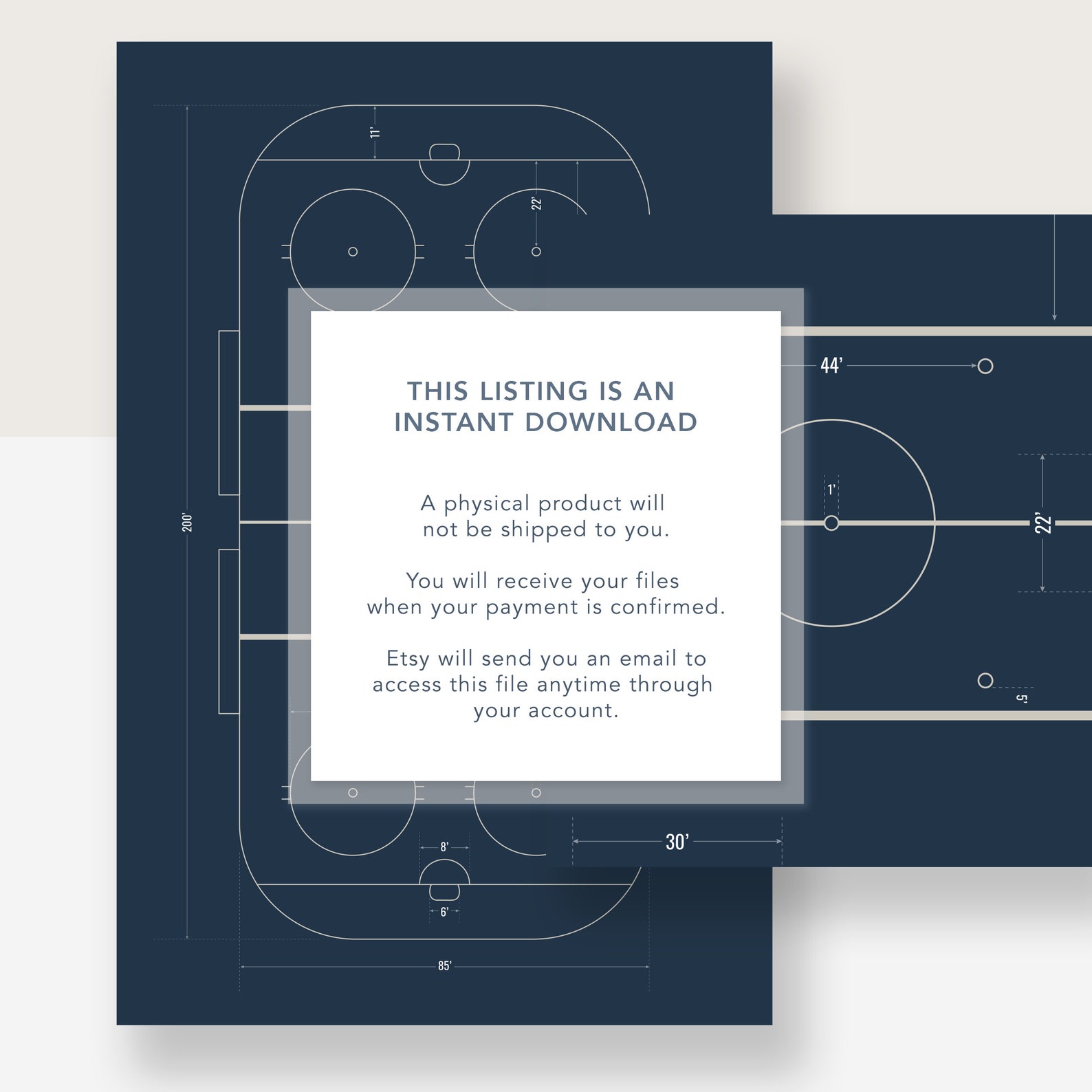 Hockey Rink Poster Hockey Wall Art Ice Hockey Rink Printable - Etsy