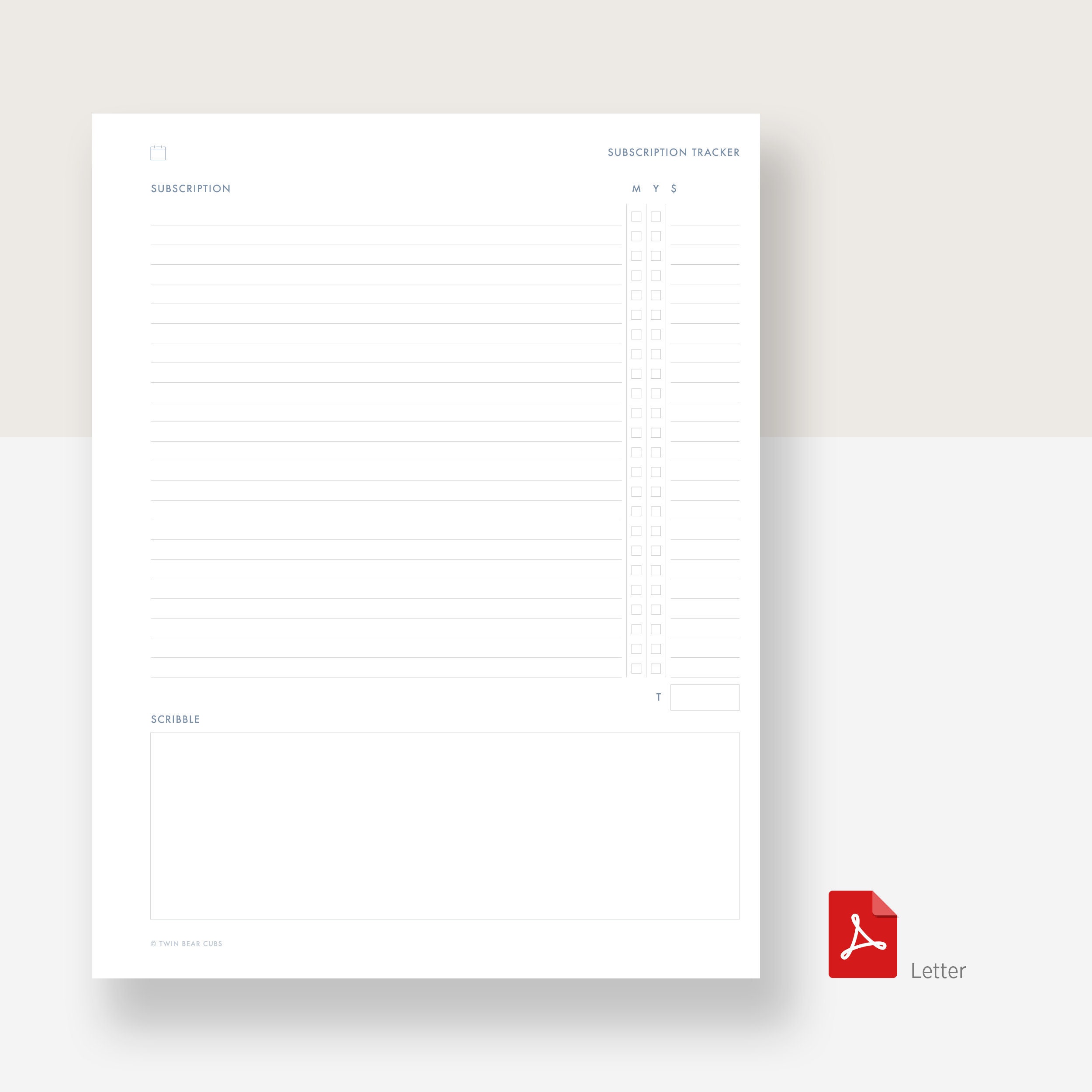 Monthly and Yearly Subscription Tracker to Help Get a Clear Picture of ...