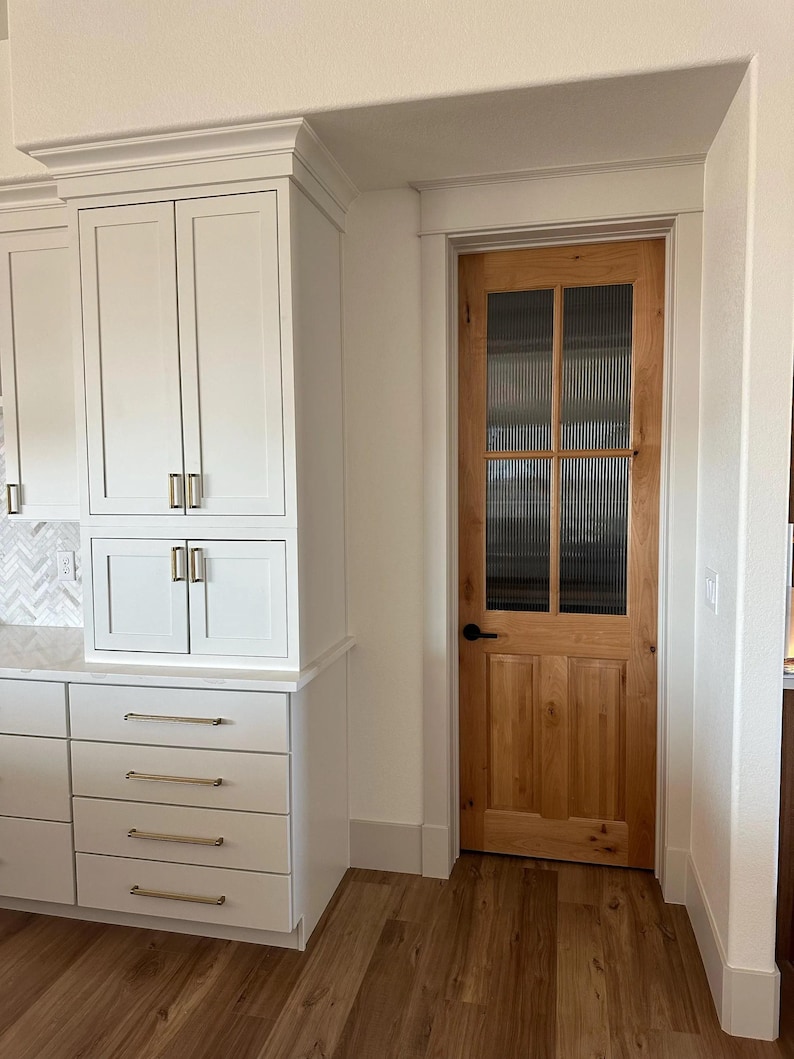 Solid Wood Pantry Door, Reeded Glass, Custom French Door - Etsy